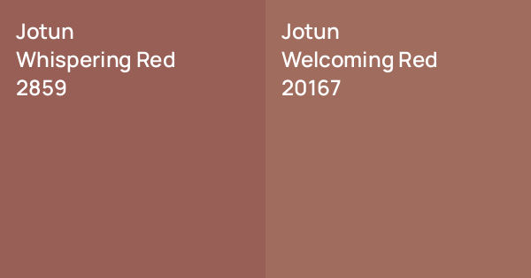 Jotun Whispering Red vs. Jotun Welcoming Red comparison