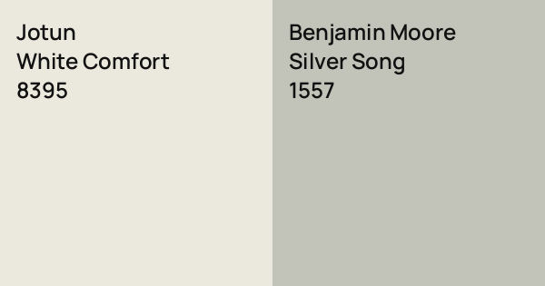 Jotun White Comfort vs. Benjamin Moore Silver Song comparison