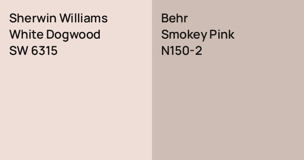 Sherwin Williams White Dogwood vs. Behr Smokey Pink comparison