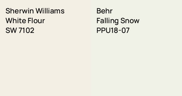 Sherwin Williams White Flour vs. Behr Falling Snow comparison