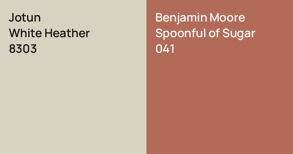 Jotun White Heather vs. Benjamin Moore Spoonful of Sugar comparison
