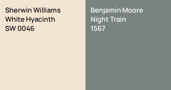Sherwin Williams White Hyacinth vs. Benjamin Moore Night Train comparison