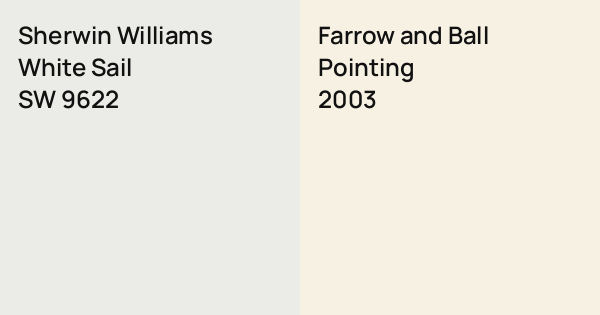 Sherwin Williams White Sail vs. Farrow and Ball Pointing comparison