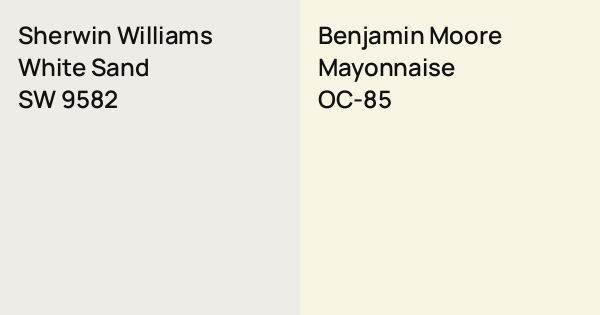 Sherwin Williams White Sand vs. Benjamin Moore Mayonnaise comparison