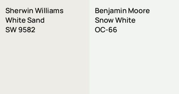 Sherwin Williams White Sand vs. Benjamin Moore Snow White comparison