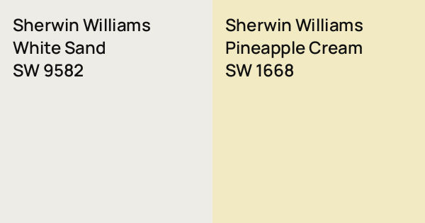 Sherwin Williams White Sand vs. Sherwin Williams Pineapple Cream comparison
