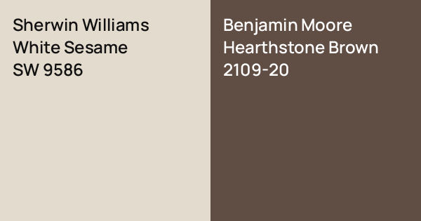 Sherwin Williams White Sesame vs. Benjamin Moore Hearthstone Brown ...