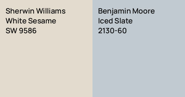 Sherwin Williams White Sesame vs. Benjamin Moore Iced Slate comparison