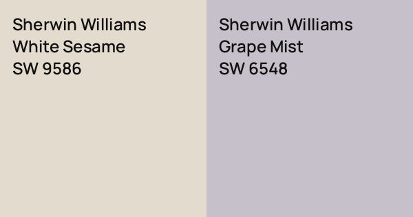 Sherwin Williams White Sesame vs. Sherwin Williams Grape Mist comparison