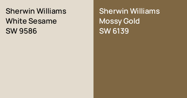 Sherwin Williams White Sesame vs. Sherwin Williams Mossy Gold comparison