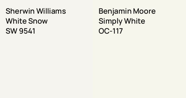 Sherwin Williams White Snow vs. Benjamin Moore Simply White comparison