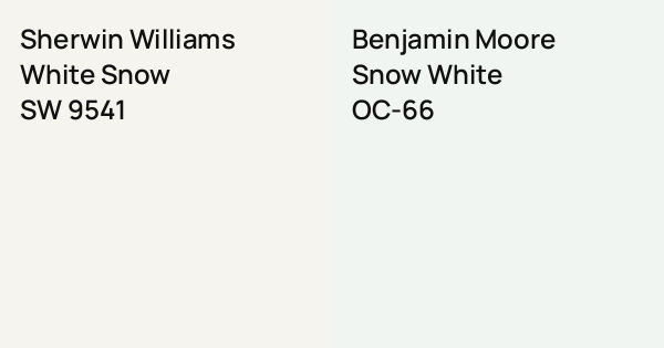 Sherwin Williams White Snow vs. Benjamin Moore Snow White comparison