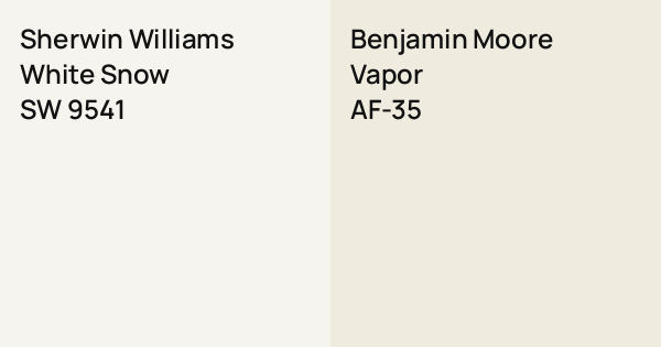 Sherwin Williams White Snow vs. Benjamin Moore Vapor comparison