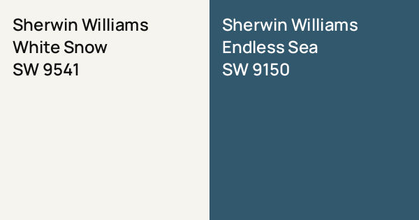 Sherwin Williams White Snow vs. Sherwin Williams Endless Sea comparison