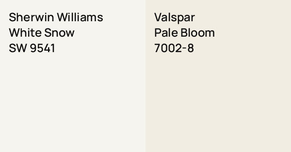 Sherwin Williams White Snow vs. Valspar Pale Bloom comparison