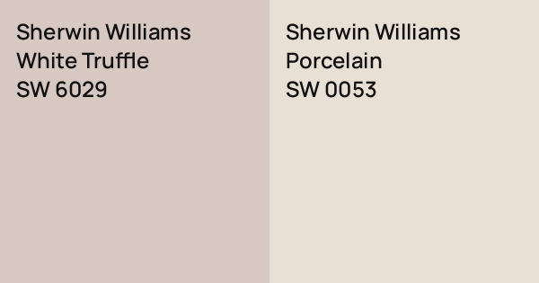 Sherwin Williams White Truffle vs. Sherwin Williams Porcelain comparison