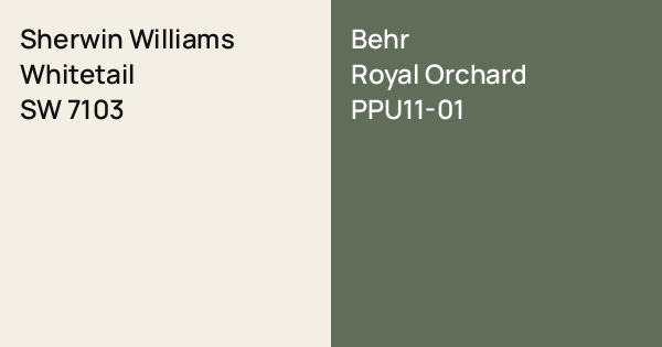 Sherwin Williams Whitetail vs. Behr Royal Orchard comparison