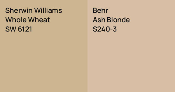 Sherwin Williams Whole Wheat vs. Behr Ash Blonde comparison
