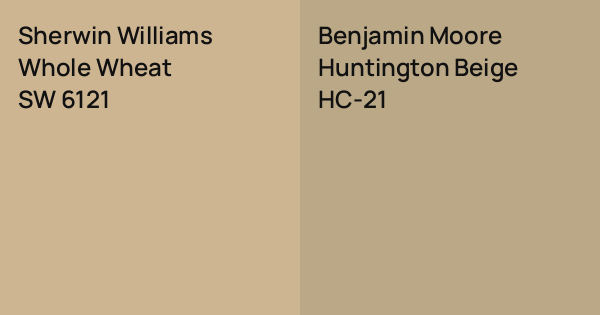 Sherwin Williams Whole Wheat vs. Benjamin Moore Huntington Beige comparison