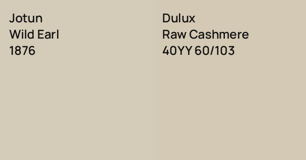 Jotun Wild Earl vs. Dulux Raw Cashmere comparison