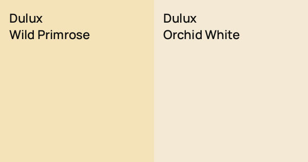 Dulux Wild Primrose vs. Dulux Orchid White comparison