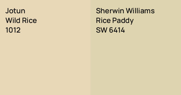 Jotun Wild Rice vs. Sherwin Williams Rice Paddy comparison