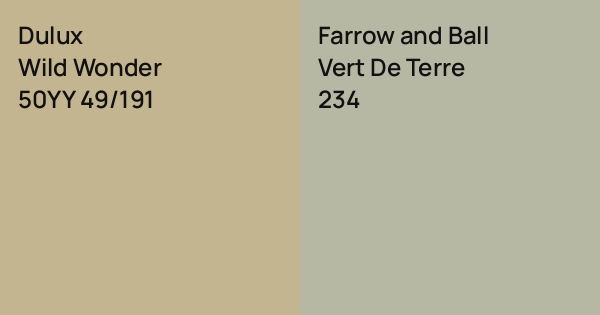 Dulux Wild Wonder vs. Farrow and Ball Vert De Terre comparison