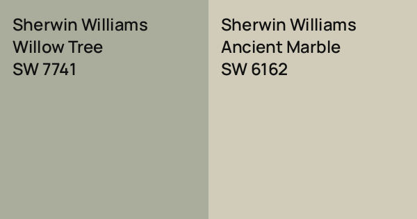 Sherwin Williams Willow Tree vs. Sherwin Williams Ancient Marble comparison