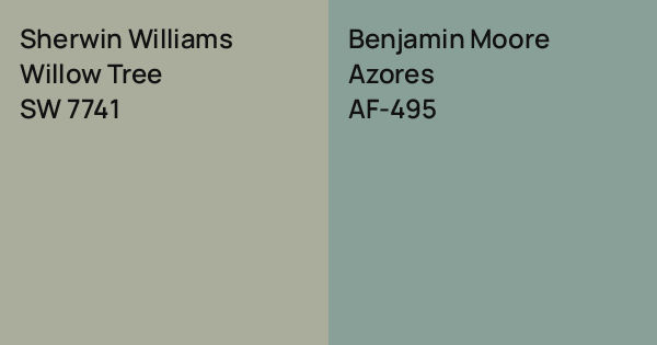 Sherwin Williams Willow Tree vs. Benjamin Moore Azores comparison