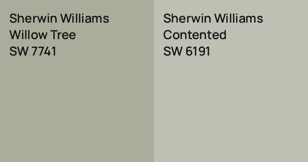 Sherwin Williams Willow Tree vs. Sherwin Williams Contented comparison