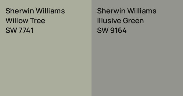 Sherwin Williams Willow Tree vs. Sherwin Williams Illusive Green comparison