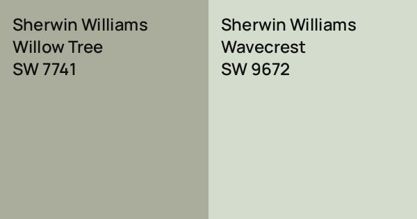 Sherwin Williams Willow Tree vs. Sherwin Williams Wavecrest comparison