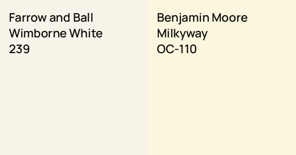Farrow and Ball Wimborne White vs. Benjamin Moore Milkyway comparison