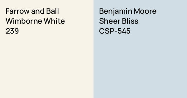 Farrow and Ball Wimborne White vs. Benjamin Moore Sheer Bliss comparison