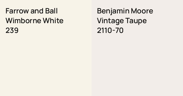 Farrow and Ball Wimborne White vs. Benjamin Moore Vintage Taupe comparison