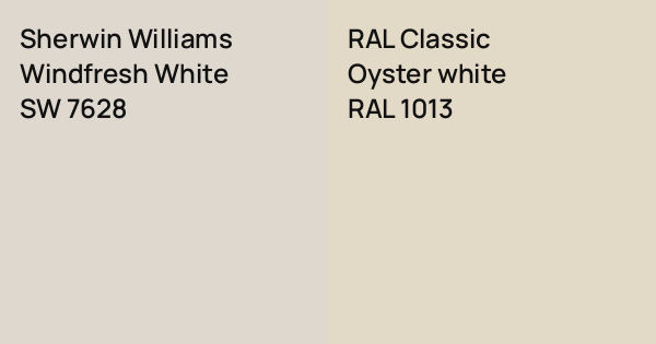 Sherwin Williams Windfresh White vs. RAL Classic Oyster white comparison