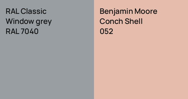 RAL Classic Window grey vs. Benjamin Moore Conch Shell comparison