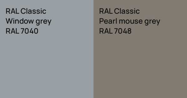 RAL Classic Window grey vs. RAL Classic Pearl mouse grey comparison