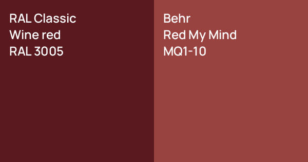 RAL Classic Wine red vs. Behr Red My Mind comparison