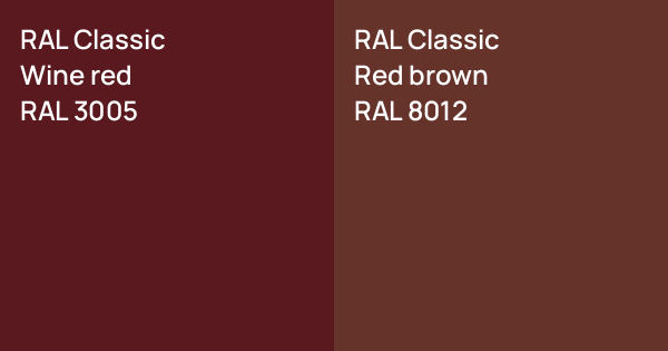 RAL Classic Wine red vs. RAL Classic Red brown comparison