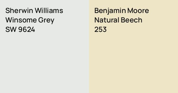 Sherwin Williams Winsome Grey vs. Benjamin Moore Natural Beech comparison
