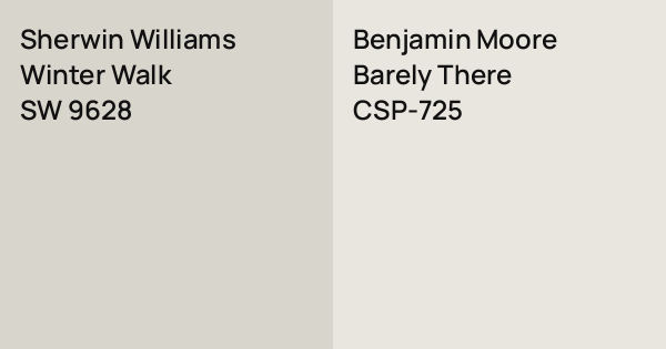 Sherwin Williams Winter Walk vs. Benjamin Moore Barely There comparison