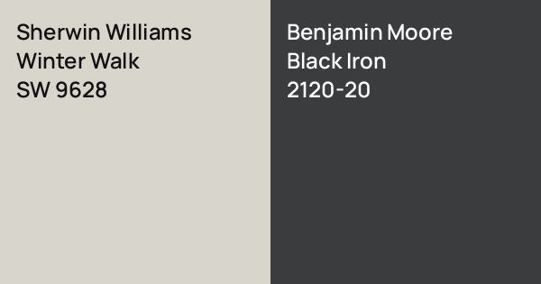 Sherwin Williams Winter Walk vs. Benjamin Moore Black Iron comparison