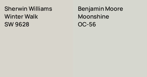 Sherwin Williams Winter Walk vs. Benjamin Moore Moonshine comparison