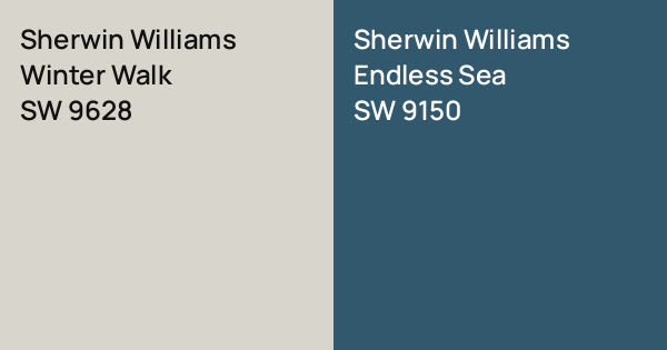 Sherwin Williams Winter Walk vs. Sherwin Williams Endless Sea comparison