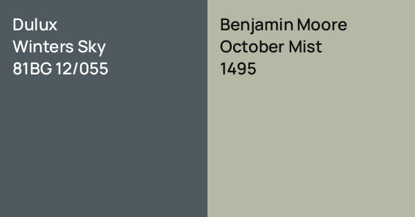 Dulux Winters Sky vs. Benjamin Moore October Mist comparison