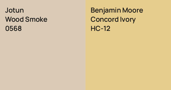 Jotun Wood Smoke vs. Benjamin Moore Concord Ivory comparison