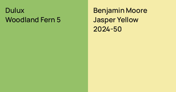 Dulux Woodland Fern 5 vs. Benjamin Moore Jasper Yellow comparison