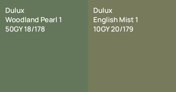 Dulux Woodland Pearl 1 vs. Dulux English Mist 1 comparison