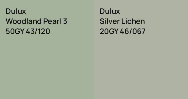 Dulux Woodland Pearl 3 vs. Dulux Silver Lichen comparison